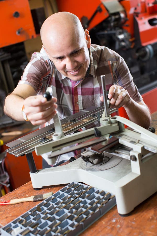 Workman Making Mailbox Plate in Workshop Stock Image - Image of mailbox ...