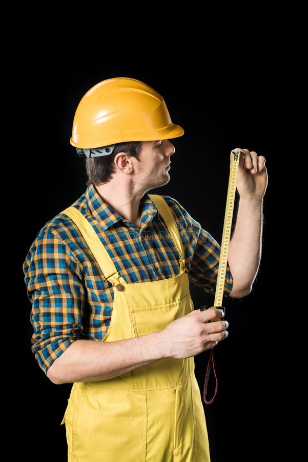 Workman with meter roller stock image. Image of laborer - 91783061