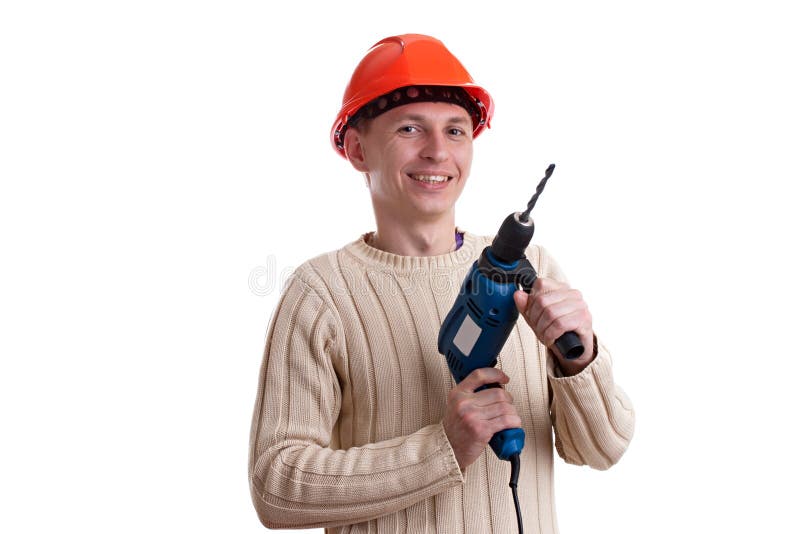 Workman in red helmet stock image. Image of technical - 23436821