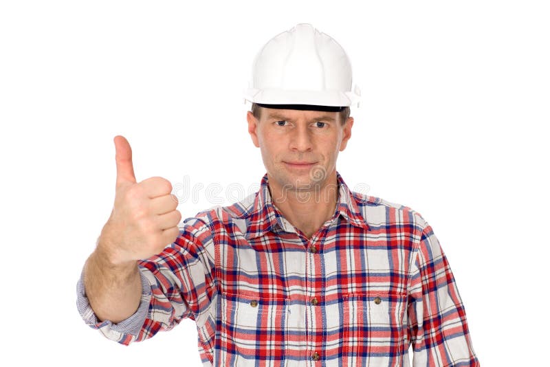 Workman showing thumbs up stock photo. Image of gesture - 17944816