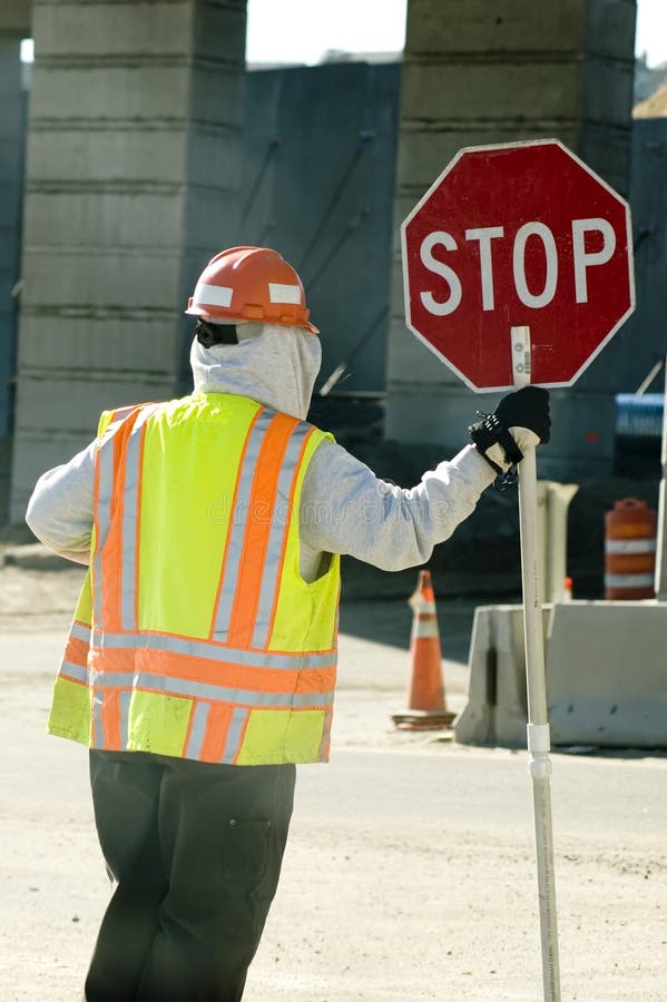 Workman and Stop Sign stock photo. Image of traffic, symbol - 1460884