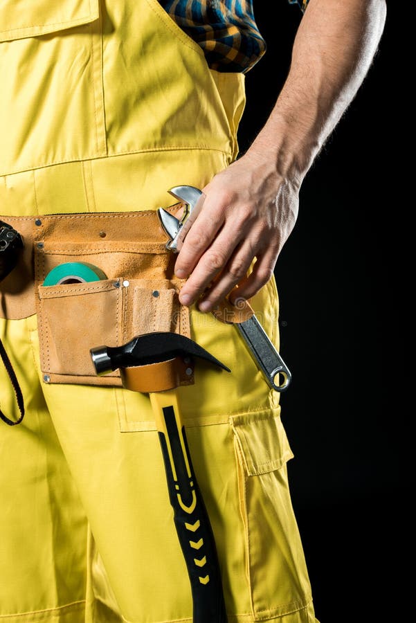 Workman in tool belt stock image. Image of foreman, clothing - 123124531