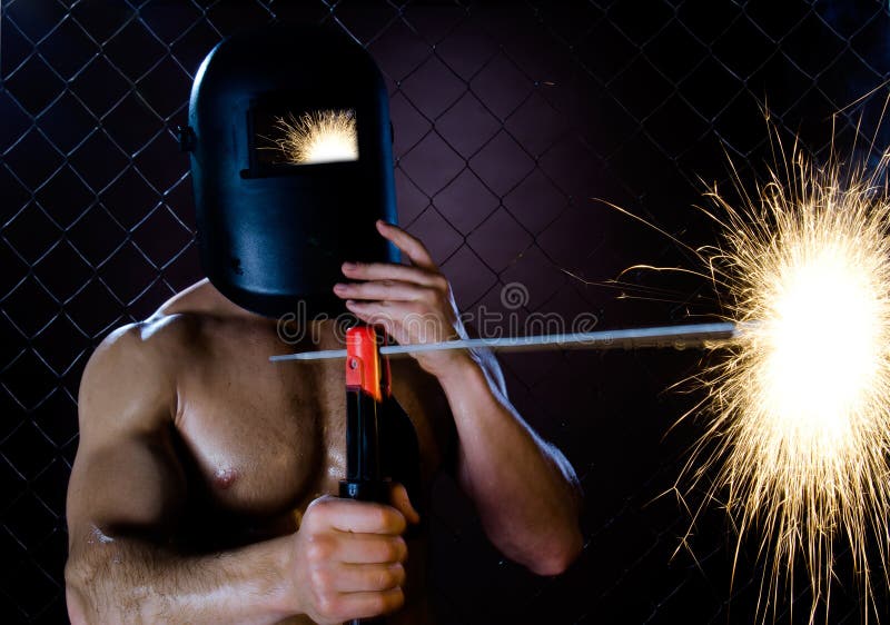Workman welder stock image. Image of protective, electrode - 22101763