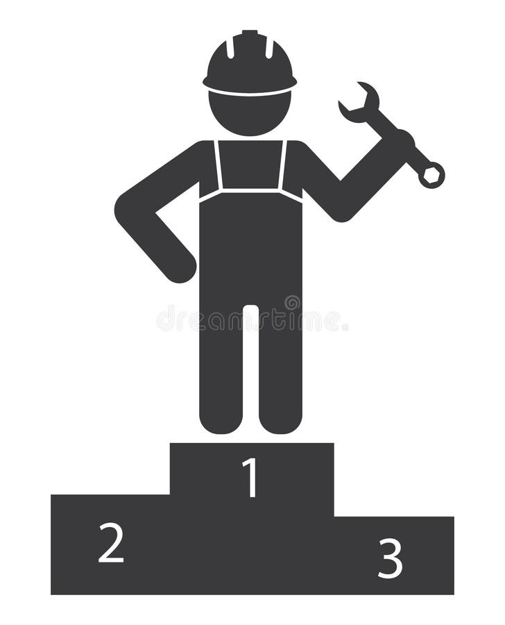 Workman with wrench stock vector. Illustration of podium - 330524270