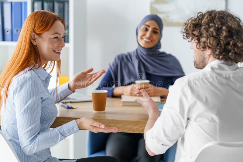 Workmates Hanging Out Together, Drinking Coffee and Having a ...