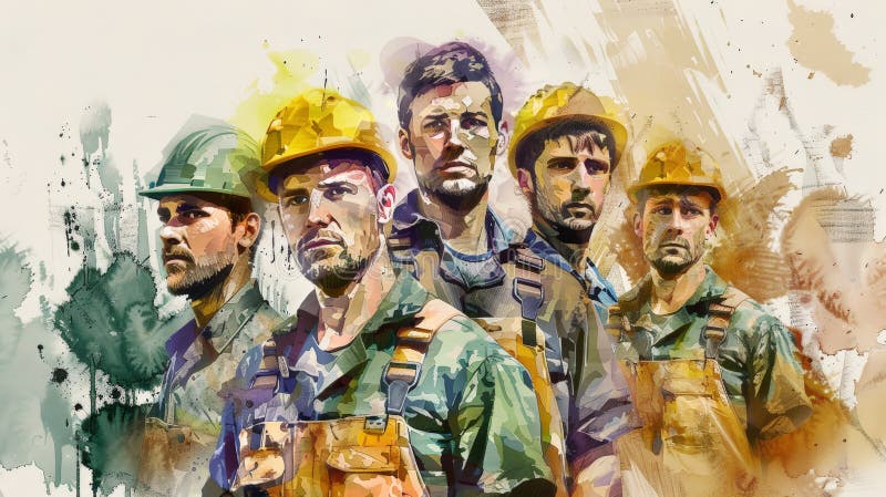 Workmen in Watercolor: Artistry in Motion Stock Photo - Image of ...