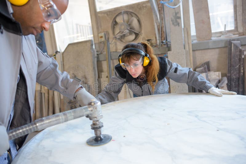 Workmen Working with Glass for Windows at Workshop Stock Photo - Image ...