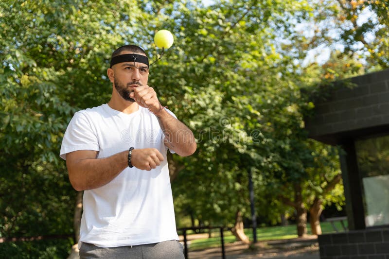 Workout with Boxing Reflex Ball with Headband for Practicing Reaction ...