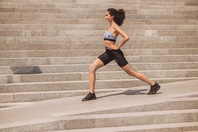 Cute Girl Exercising Outside and Looking Involved Stock Image - Image ...
