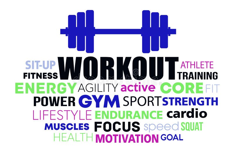 Work Out Word Cloud Concept Text Stock Vector - Illustration of cross ...