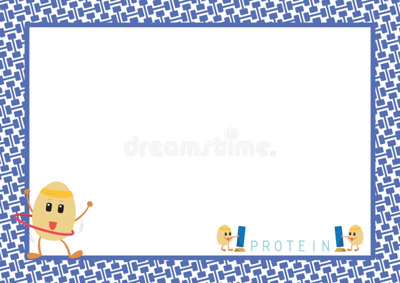 Workout Eggs Cartoon in Blue Picture Frame Stock Vector - Illustration ...