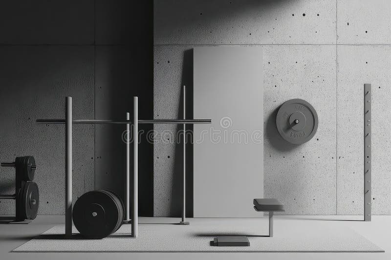 Workout Equipment in a Minimalist Gym Setting, Minimalist Gym Design ...