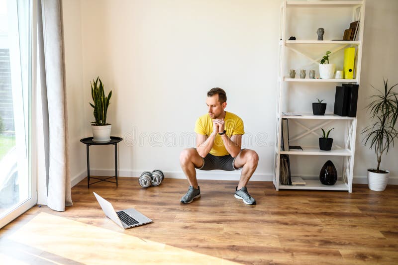 Workout Online Classes, Video Tutorial Stock Image - Image of home ...