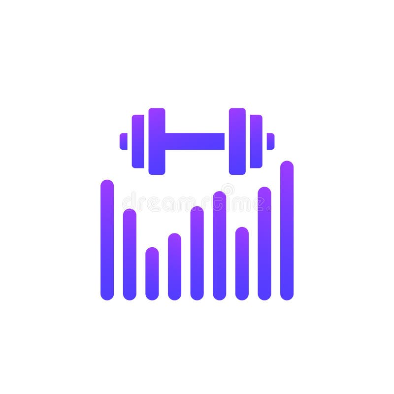 Workout Icon with a Graph and a Barbell Stock Vector - Illustration of ...