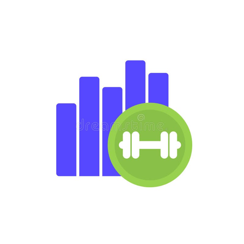 Workout Icon with a Graph and Barbell, Vector Stock Vector ...