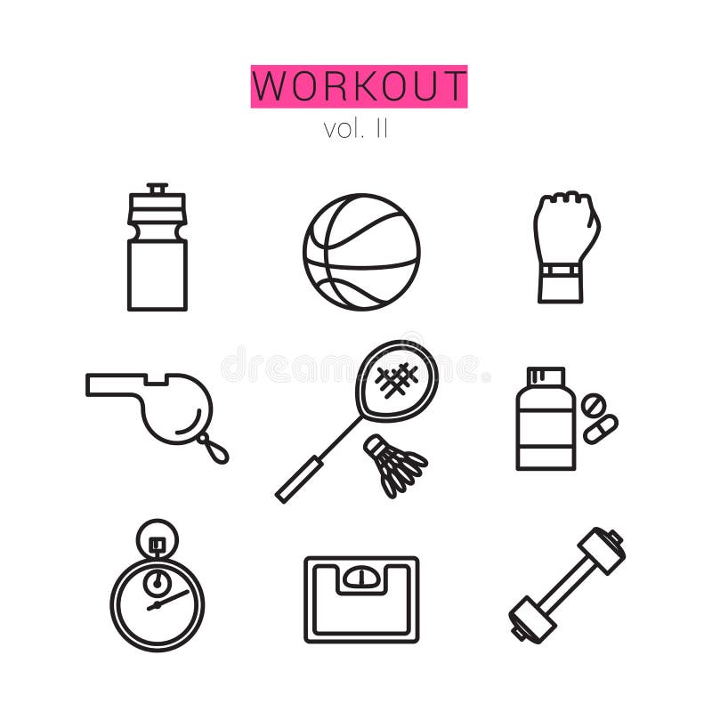Workout Icons Set for Web and Applications Stock Vector - Illustration ...