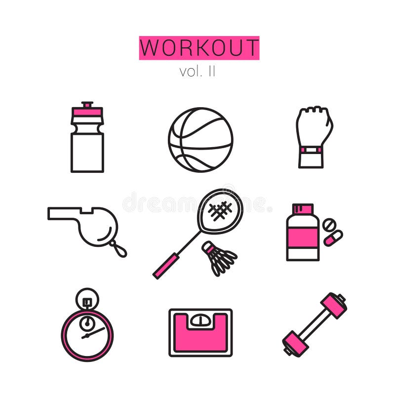 Workout Icons Set for Web and Applications Stock Vector - Illustration ...