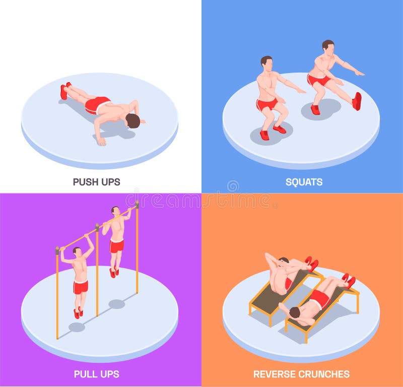 Workout Isometric Design Concept Stock Vector - Illustration of icons ...