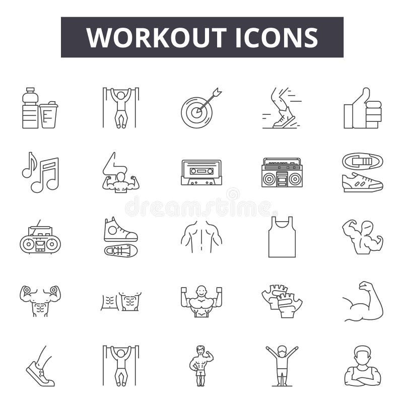 Workout Line Icons, Signs, Vector Set, Outline Illustration Concept ...