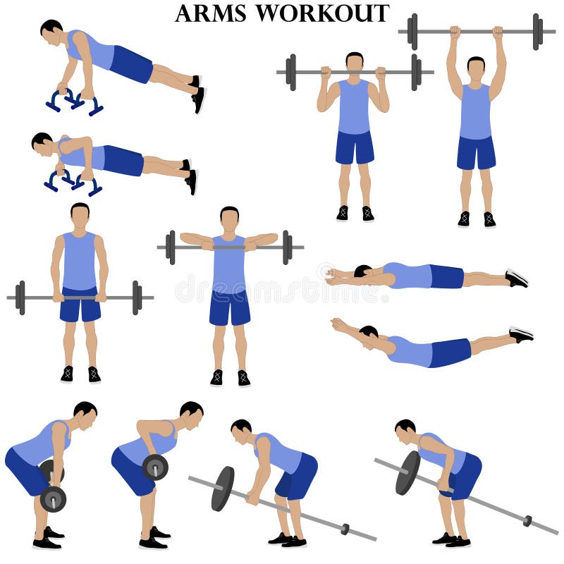 Workout Man Set. Arms Workout Illustration Silhouette Stock Vector ...