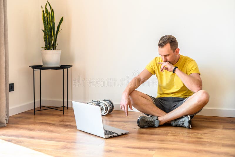 Workout Online Classes, Video Tutorial Stock Image - Image of muscles ...