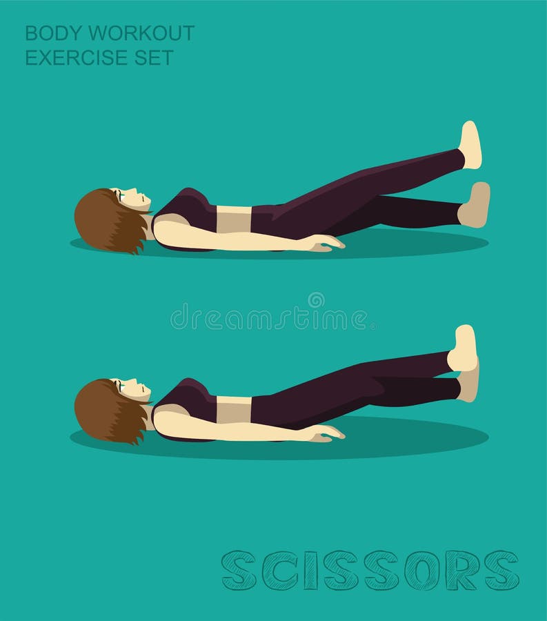 Scissors Body Workout Exercise Set Manga Cartoon Vector Stock Vector ...