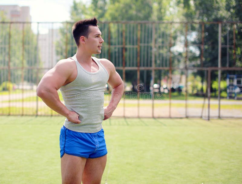Workout, Street Sport, Training - Concept. Handsome Man Posing Stock ...