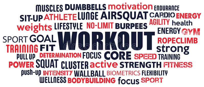 Work Out Word Cloud Concept Text Stock Vector - Illustration of cross ...