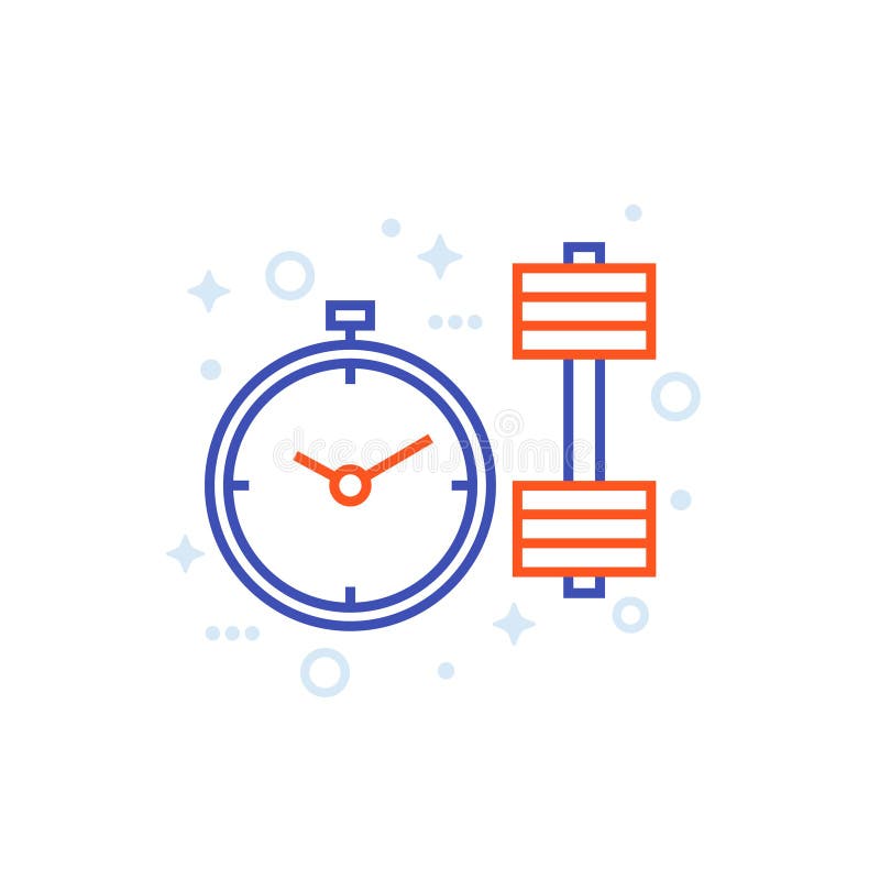 Workout Time, Training Line Icon with a Stopwatch Stock Vector ...