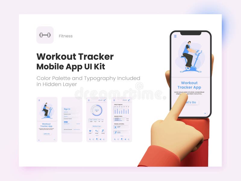 Fitness Tracker Mobile App UI, UX and GUI Template. Stock Illustration ...