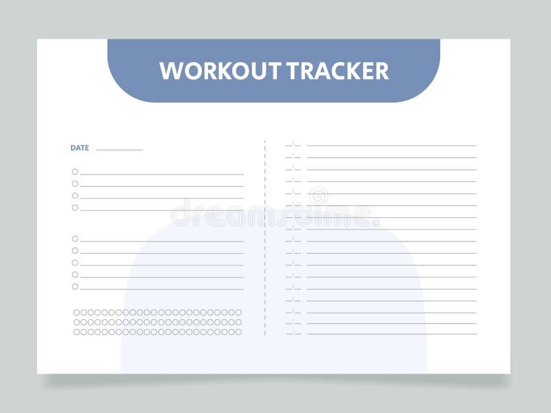 Daily Workout Tracker Worksheet Design Template Stock Illustration ...