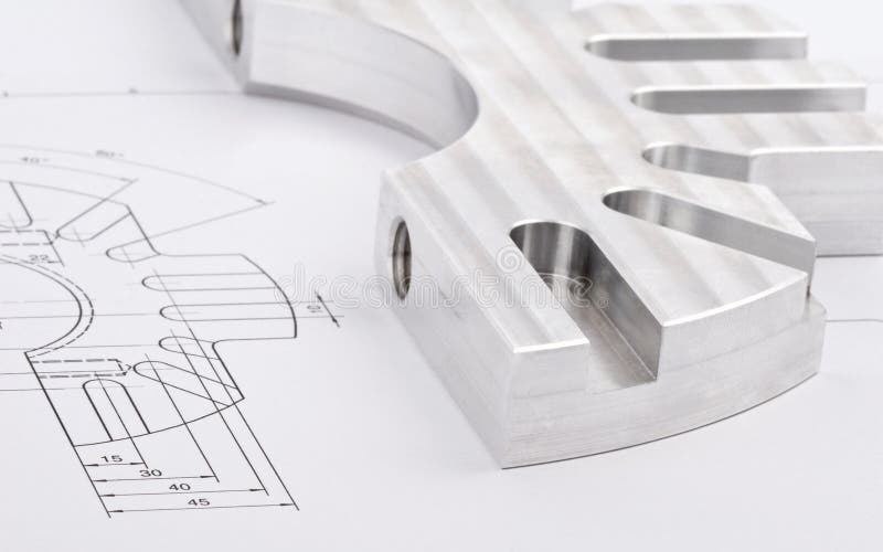Workpiece on a blueprint stock image. Image of abstract - 5241419
