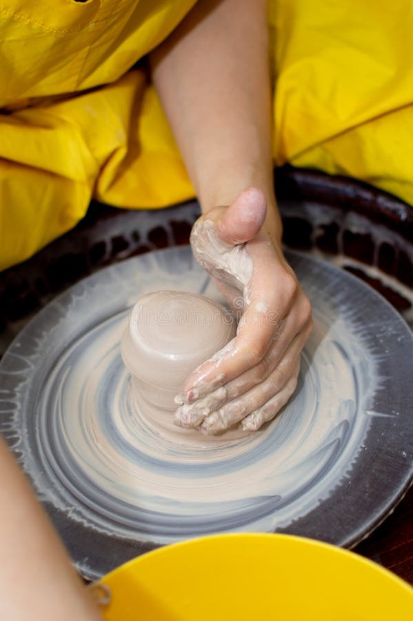 Making Clay Pots on a Circle Stock Image - Image of handmade, shaping ...
