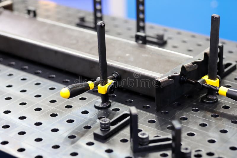 Workpieces on a Welding Table with Clamps Stock Image - Image of ...
