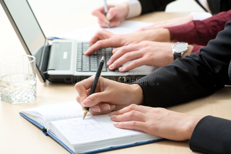 Modern Elegance Workplace. White Laptop on Foregro Stock Image - Image ...