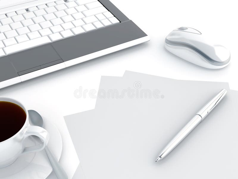 Modern Elegance Workplace. White Laptop on Foregro Stock Image - Image ...