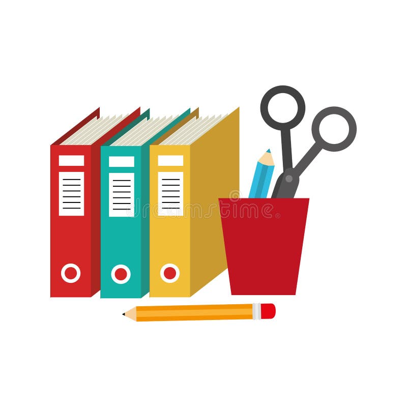 Workplace Accessories Flat Icons Stock Vector - Illustration of ...