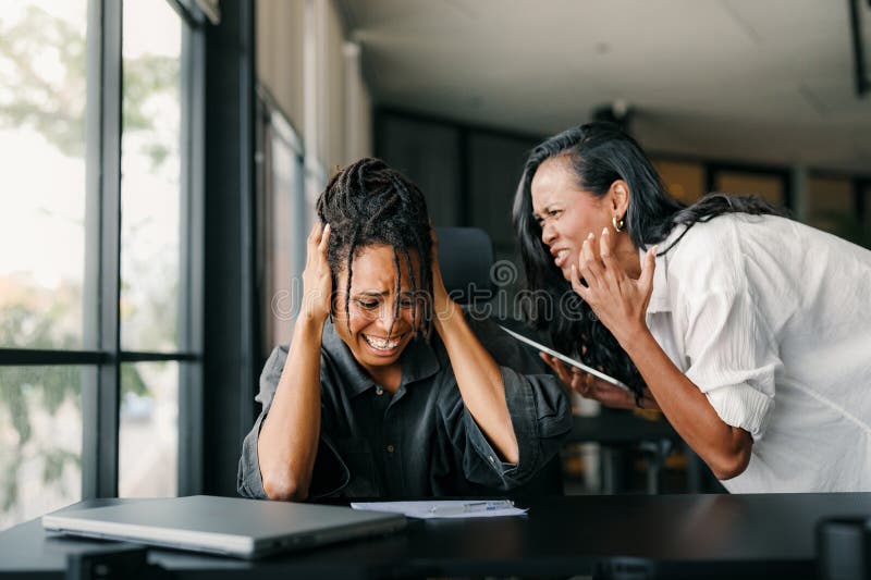 Workplace Aggression Stressful Work Environment Angry Boss Shouting ...