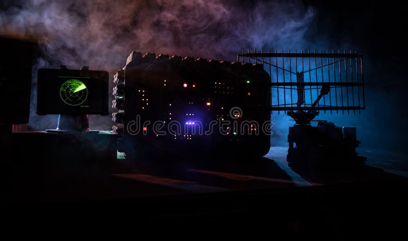 Workplace of the Air Traffic Controllers in the Control Tower. Team of ...