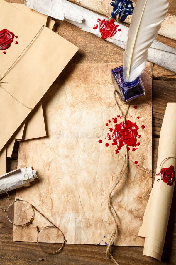 Workplace Ancient Scribe Who Wrote Letters and Scrolls Stock Photo ...