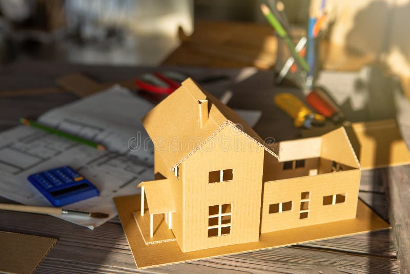 Workplace of Architect - Construction Drawings, Scale Model and Tools ...