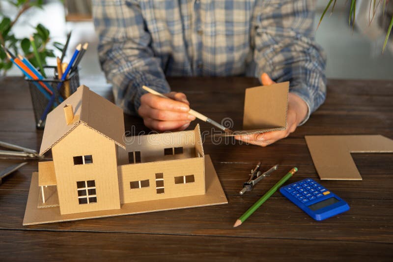 Workplace of Architect - Construction Drawings, Scale Model and Tools ...