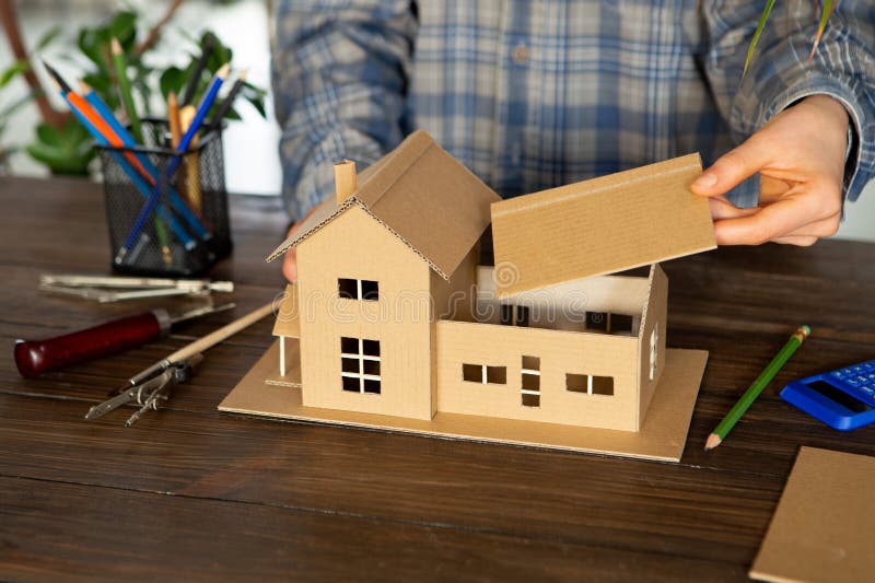 Workplace of Architect - Construction Drawings, Scale Model and Tools ...