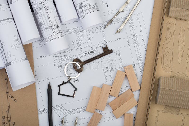 Workplace of Architect - Key with Trinket in the Shape of a House ...