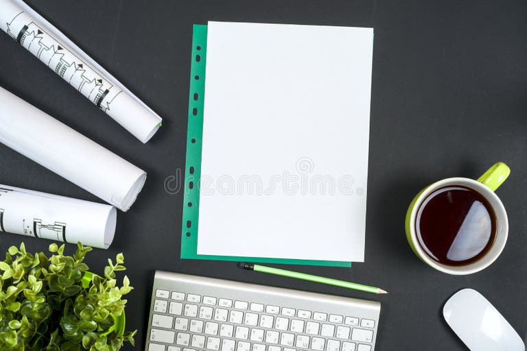 Workplace of Architect - Rolls and Plans. Stock Image - Image of design ...