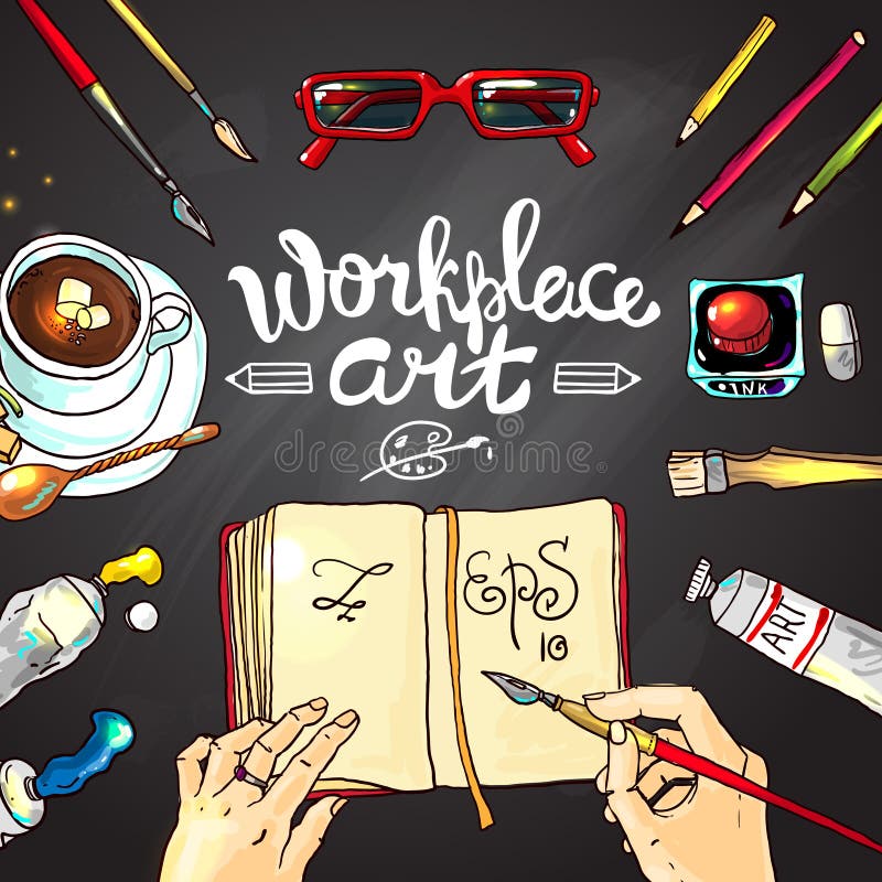 Workplace art stock vector. Illustration of creative - 55813159