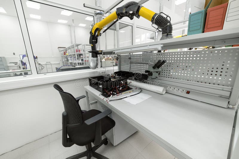 Workplace for the Assembly of Industrial Electronic Modules. Stock ...