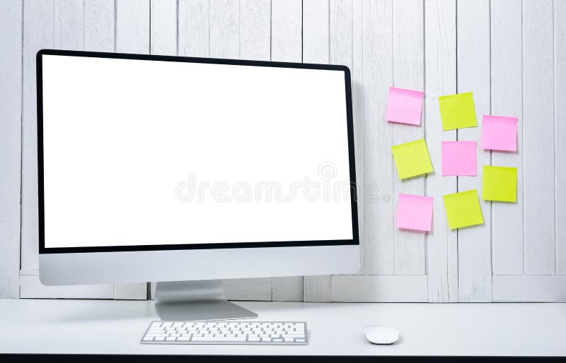 Workplace Background for Designers with Blank White Screen Modern ...