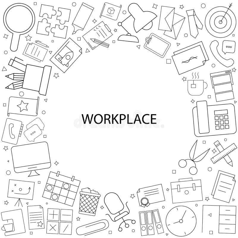 Vector Workplace Pattern. Workplace Seamless Background Stock Vector ...