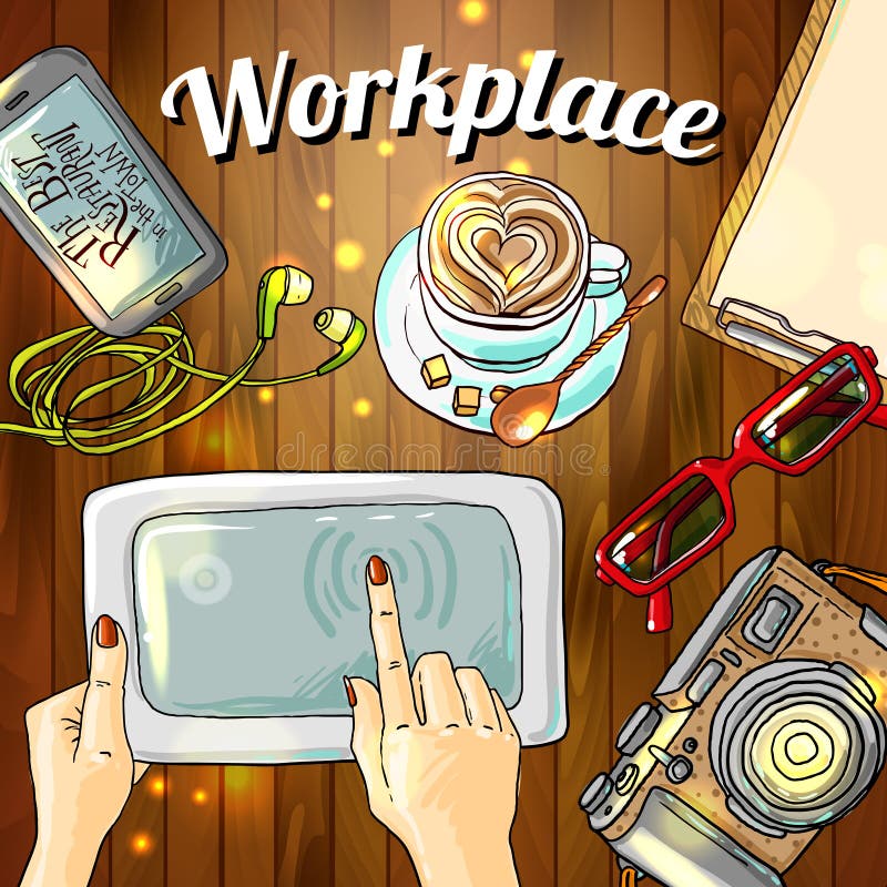 Workplace stock vector. Illustration of concept, phone - 52871525